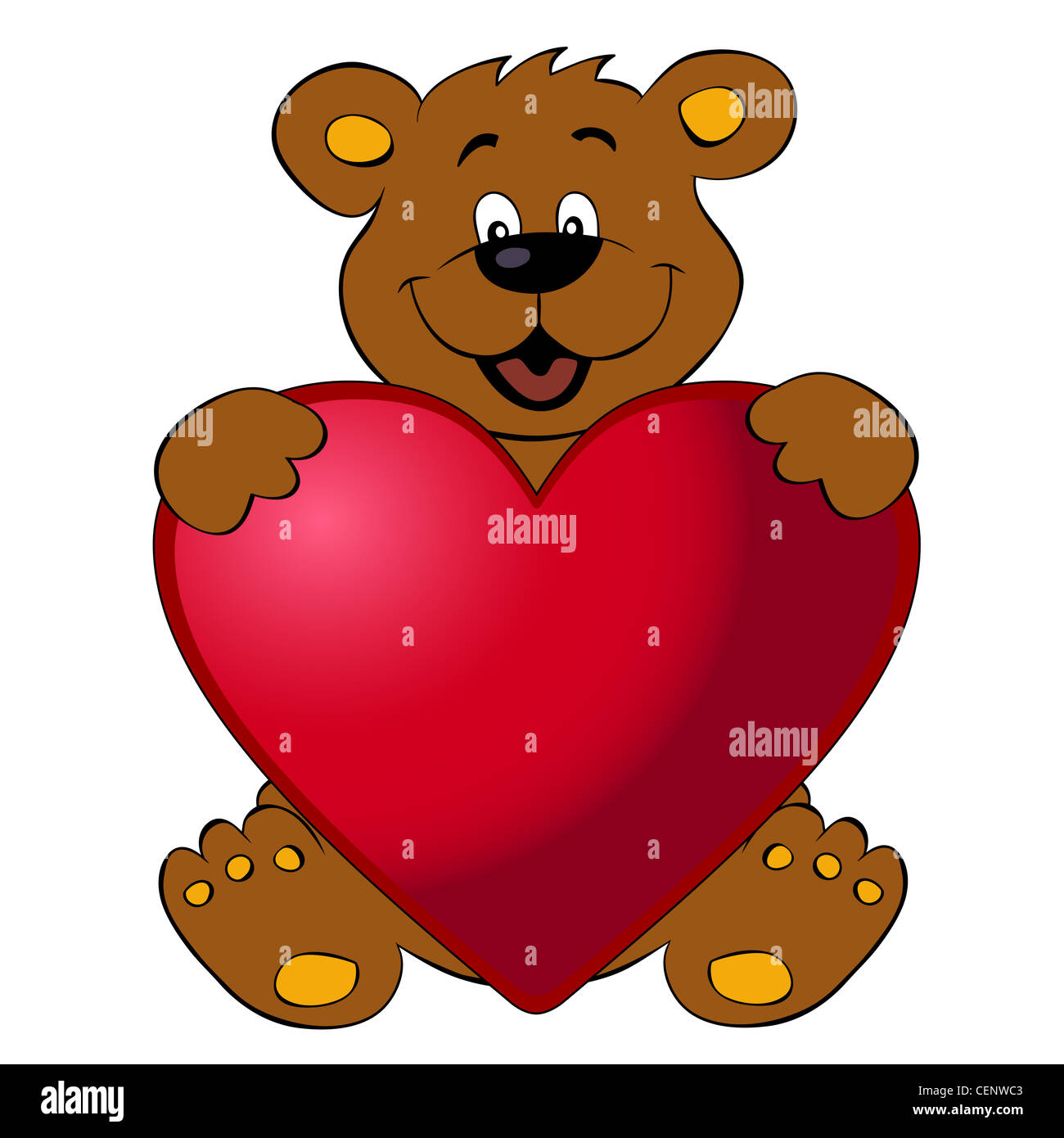 Happy bear with heart Stock Photo - Alamy