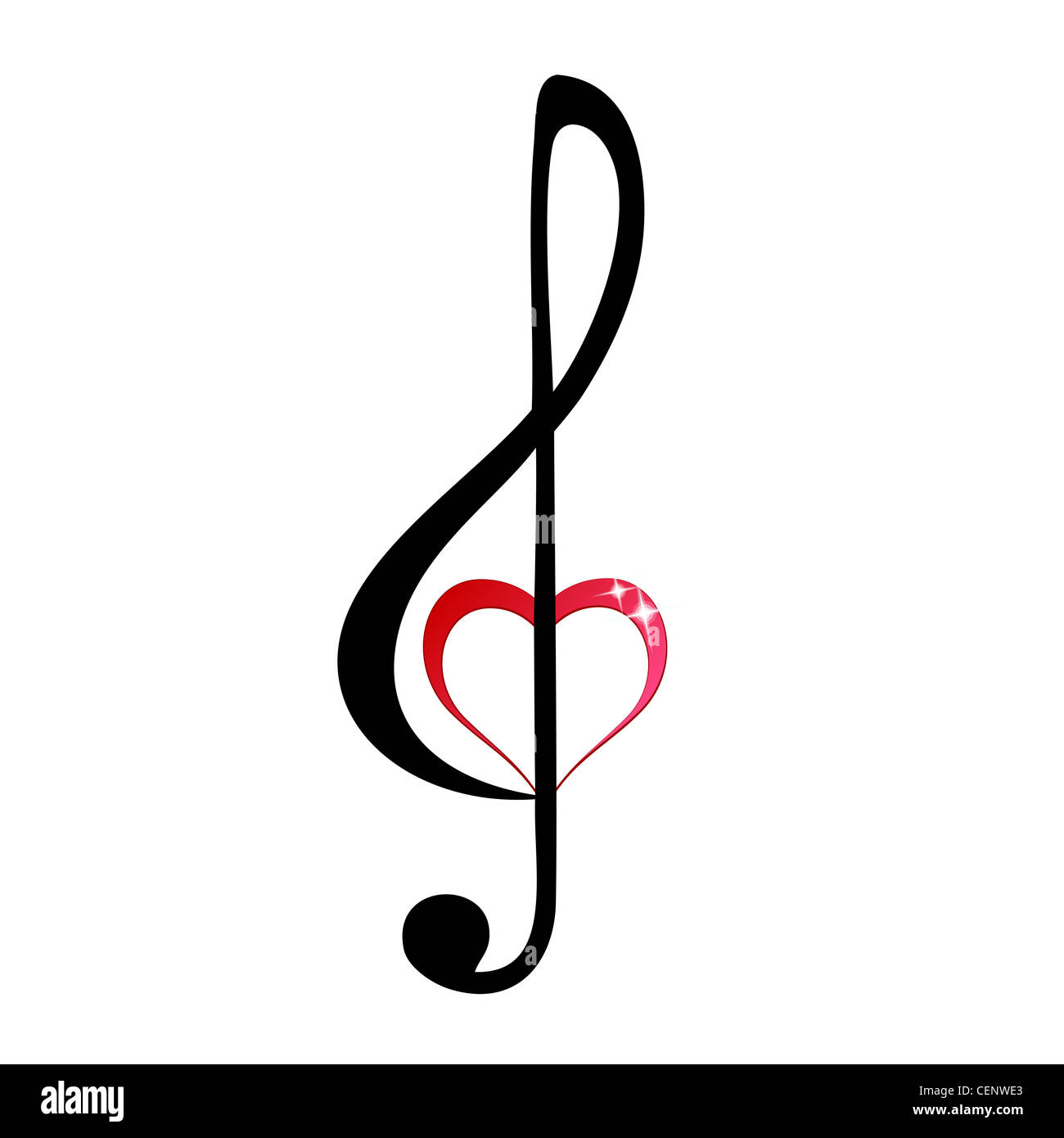 Shiny heart treble clef Stock Photo - Alamy