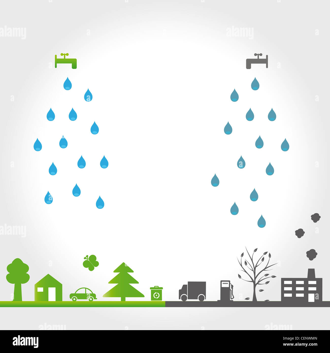 Protect the Earth: environment symbols on clean or dirty earth Stock ...