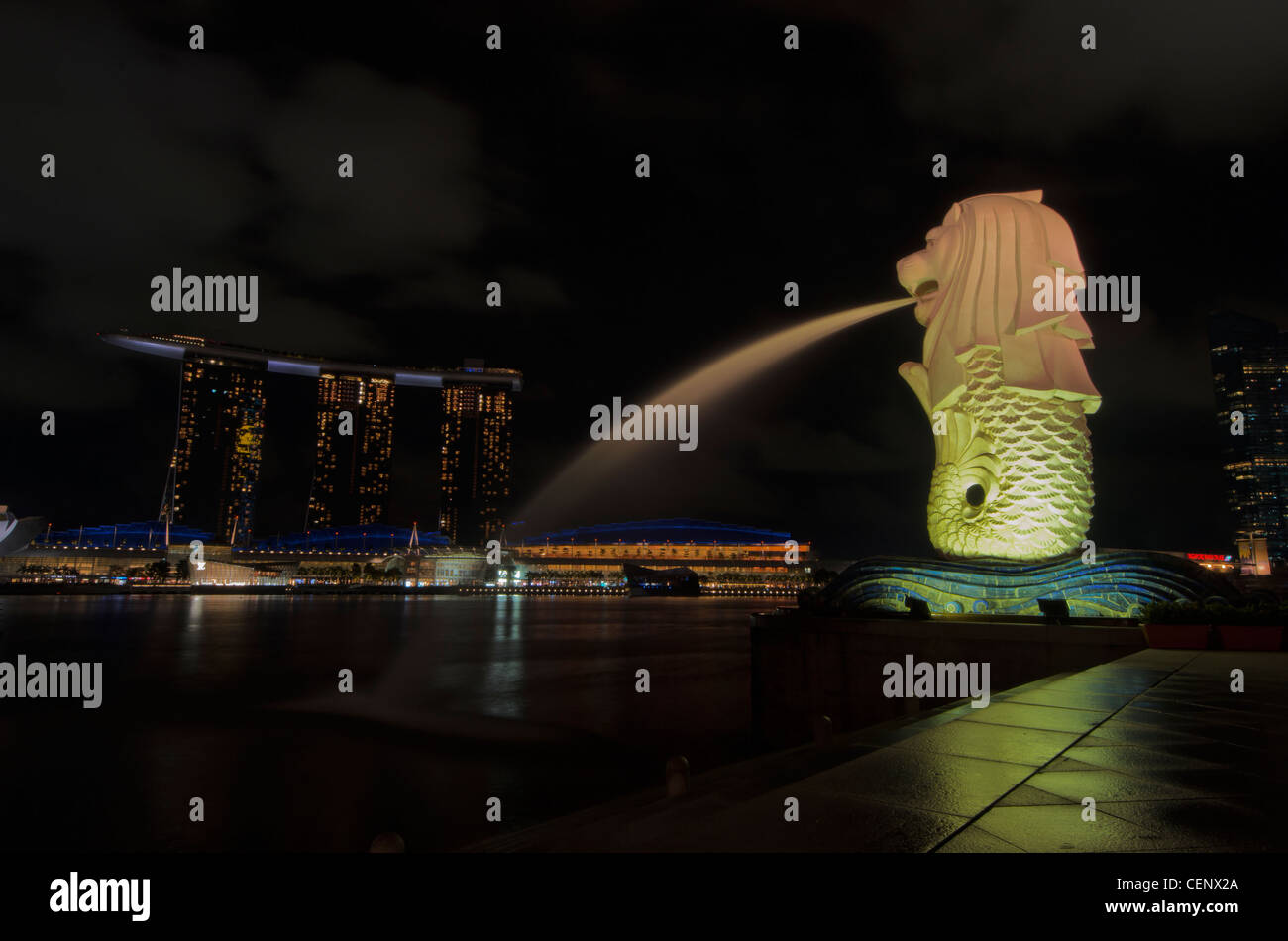View of Merlion and Marina sand bay, Singapore Stock Photo - Alamy