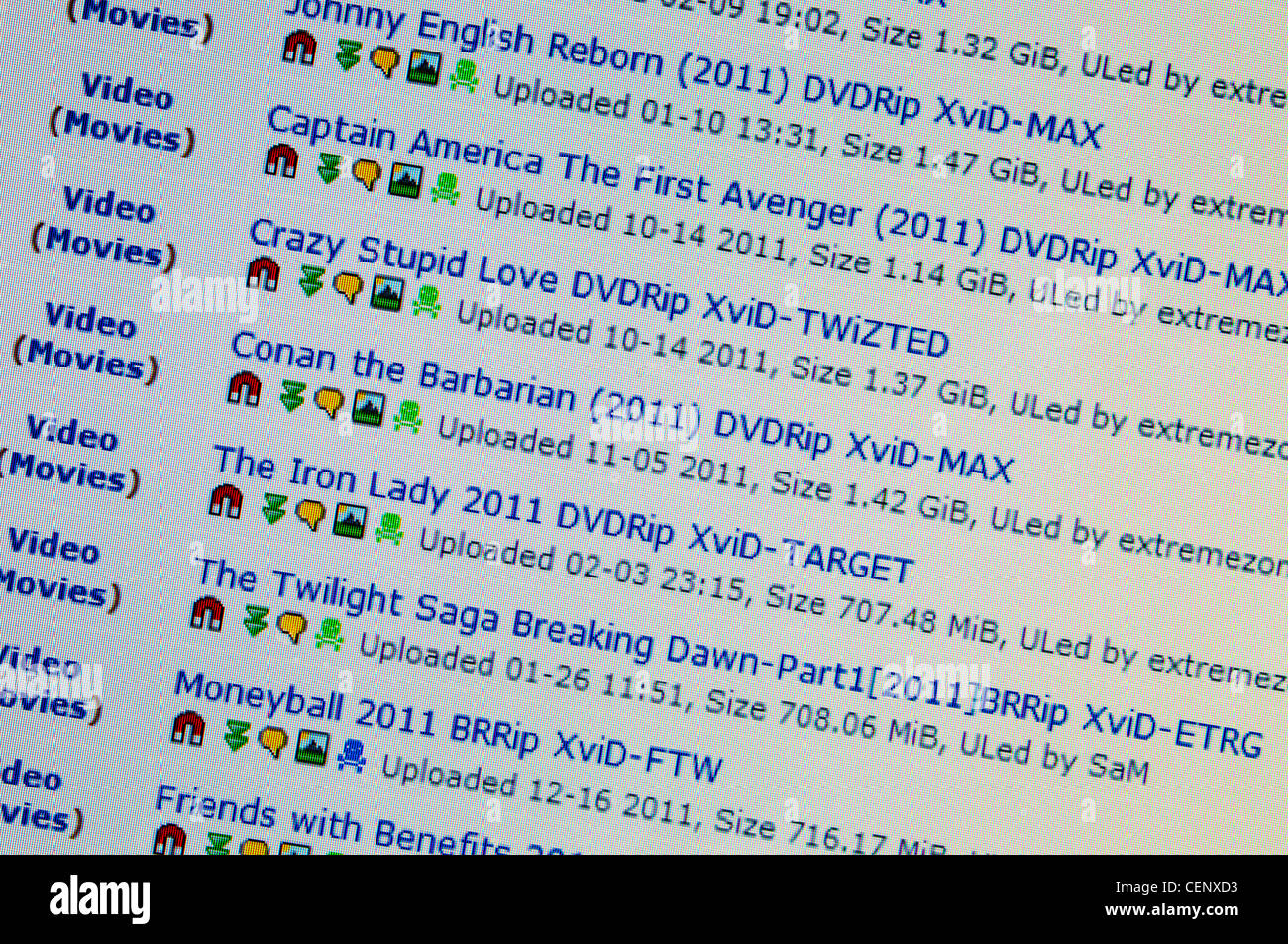 Listing of film DVD files available for downloading on The Pirate Bay ...