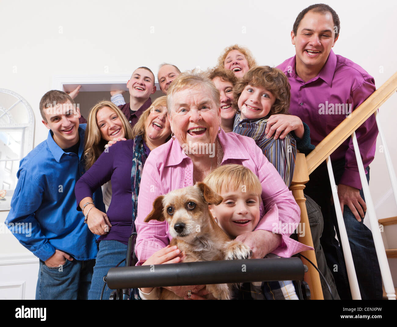 Portrait of a happy extended family having fun at home Stock Photo - Alamy