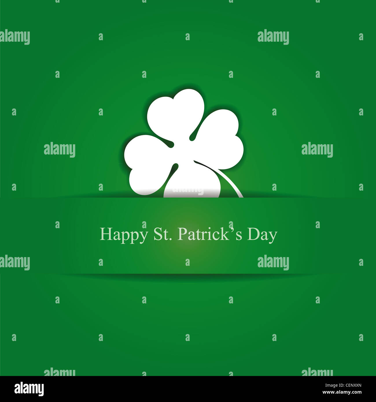 Cute card with four-leaf clover on st. Patrick's day Stock Photo - Alamy