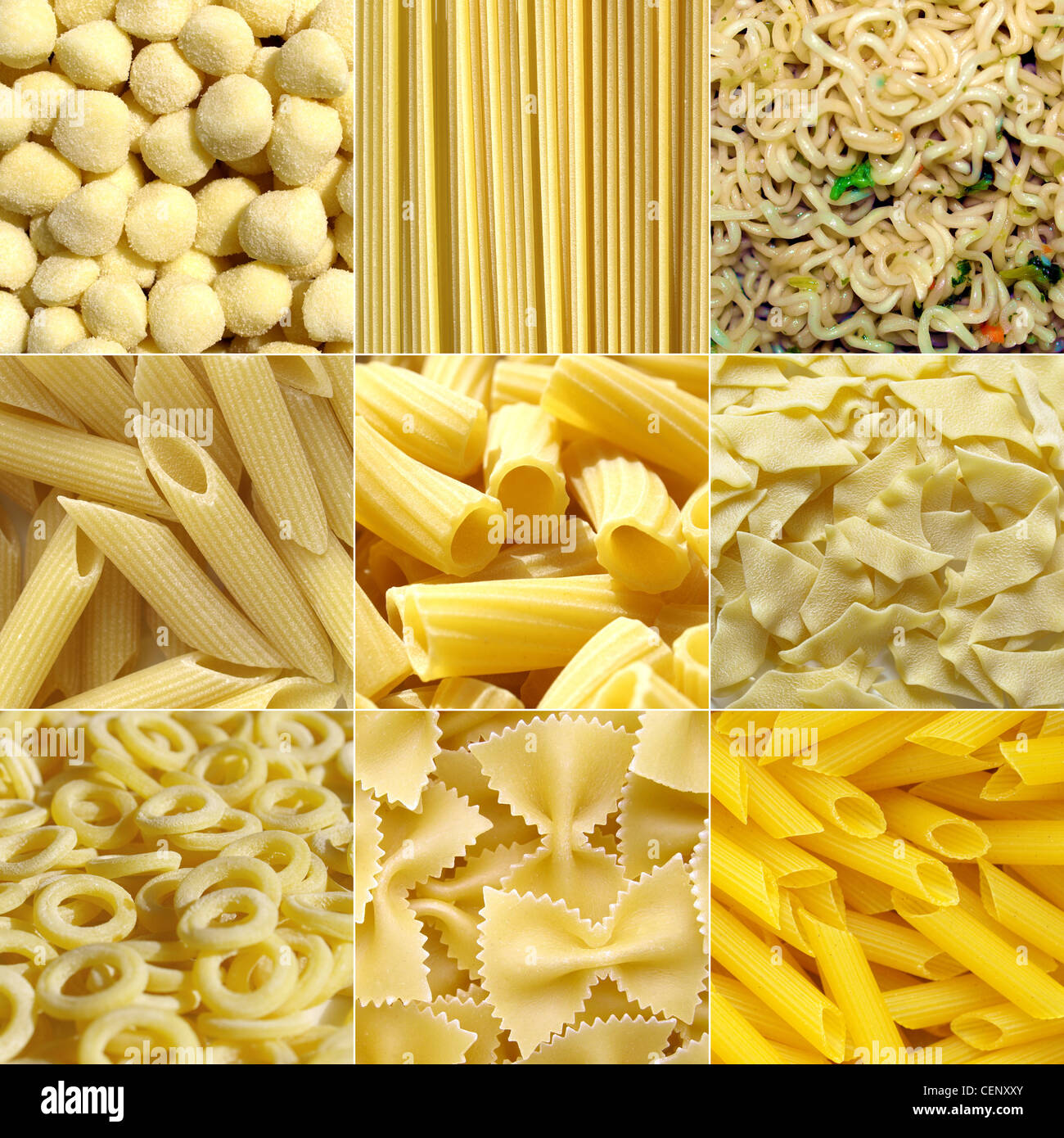 Pasta food collage useful as a background Stock Photo - Alamy