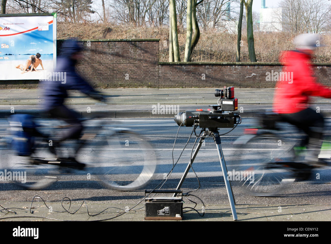 Police control, traffic speed control by a radar measuring system Stock ...