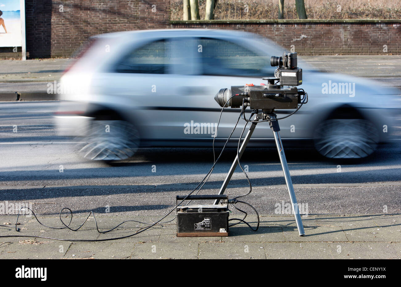 Police control, traffic speed control by a radar measuring system Stock ...
