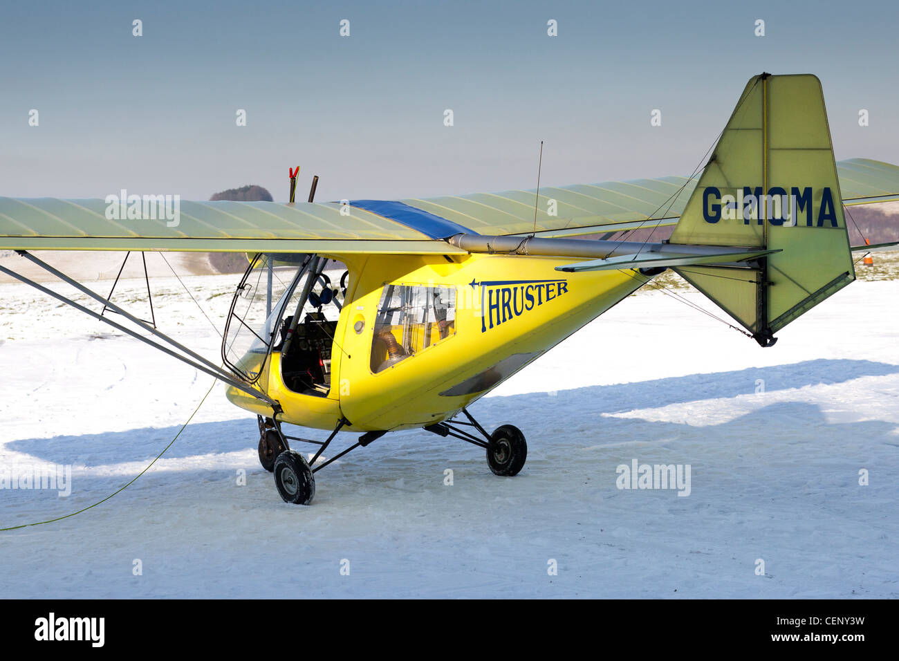 A Thruster microlight aircraft at Compton Abbas airfield in Dorset in ...
