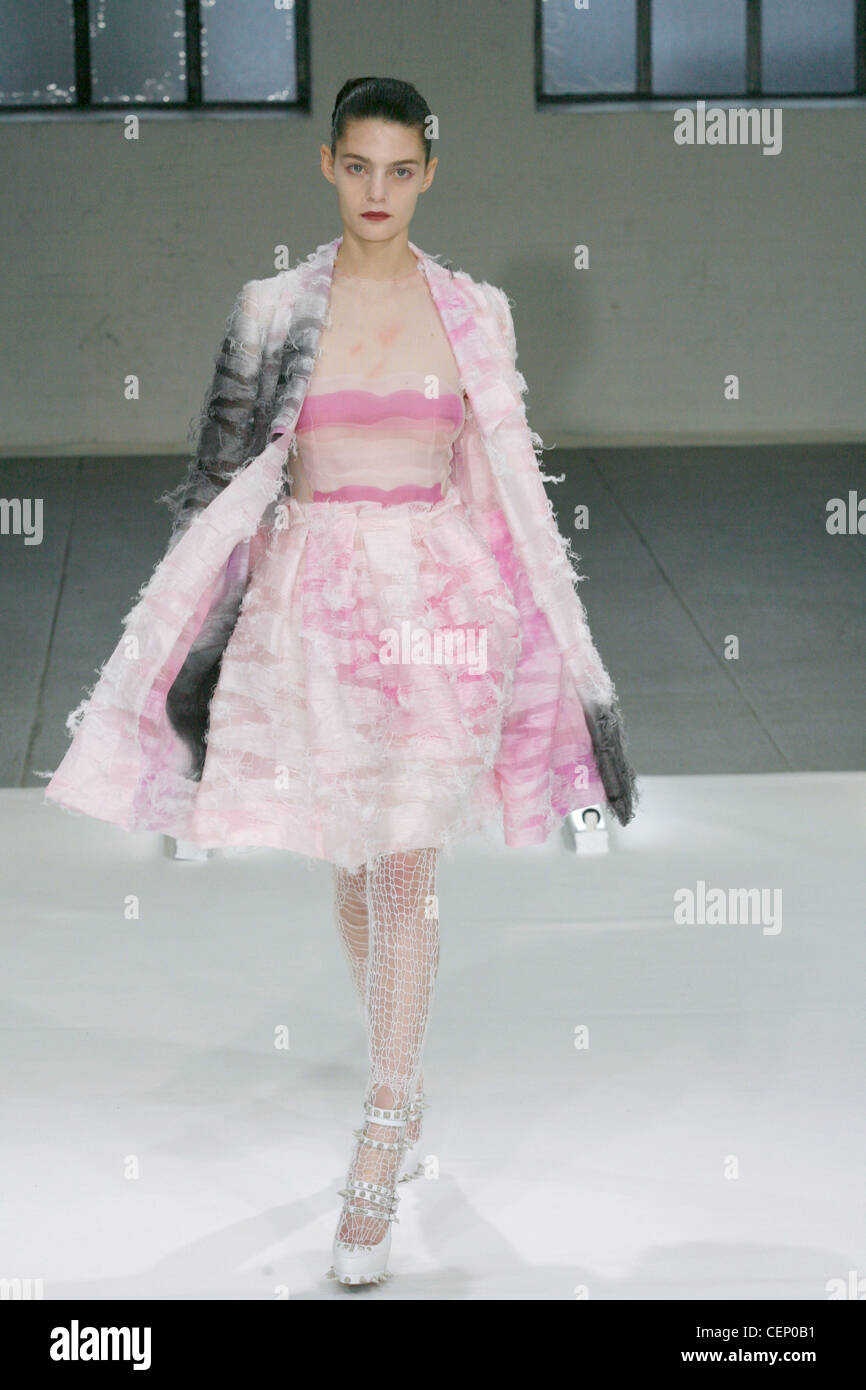 Rodarte New York Ready to Wear Autumn Winter Pale pink ruffle sheer ...