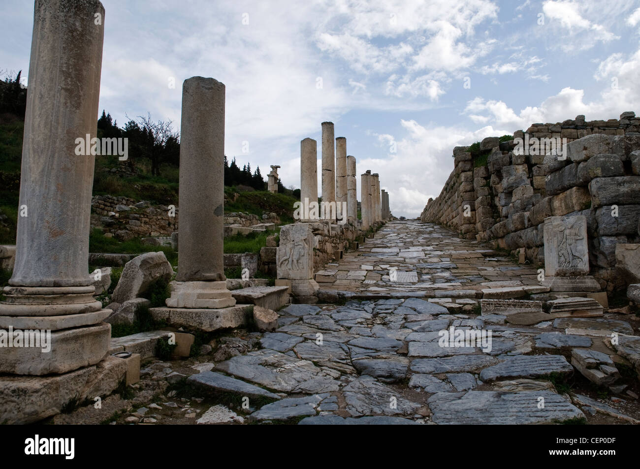 Colonnaded Street in Ephesus – Roman Architecture Along Ancient Walkway ...