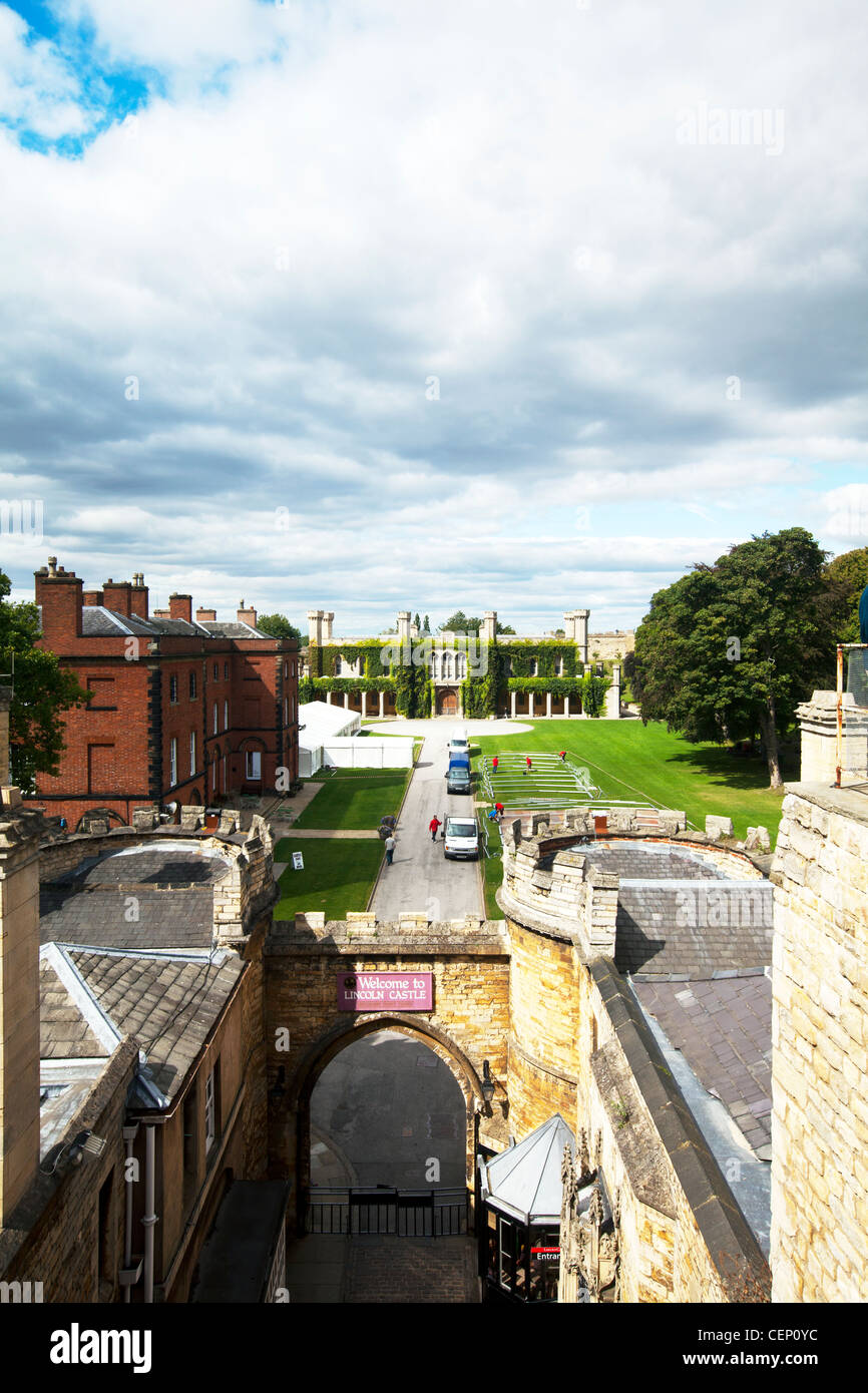 View of Lincoln city Castle Grounds and court house from castle walls ...