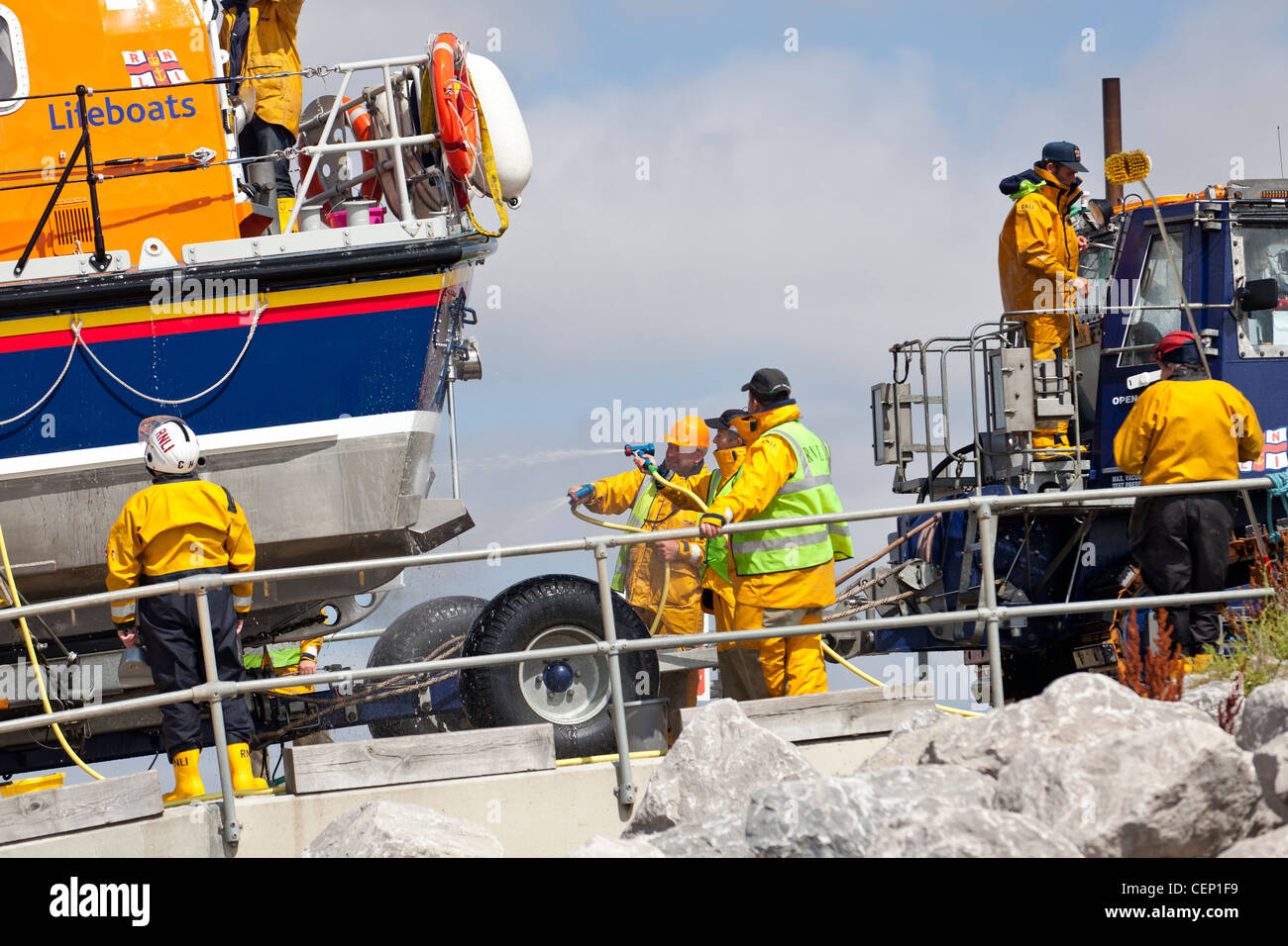 rnli life boat crew royal national lifeboat institute prepare ...