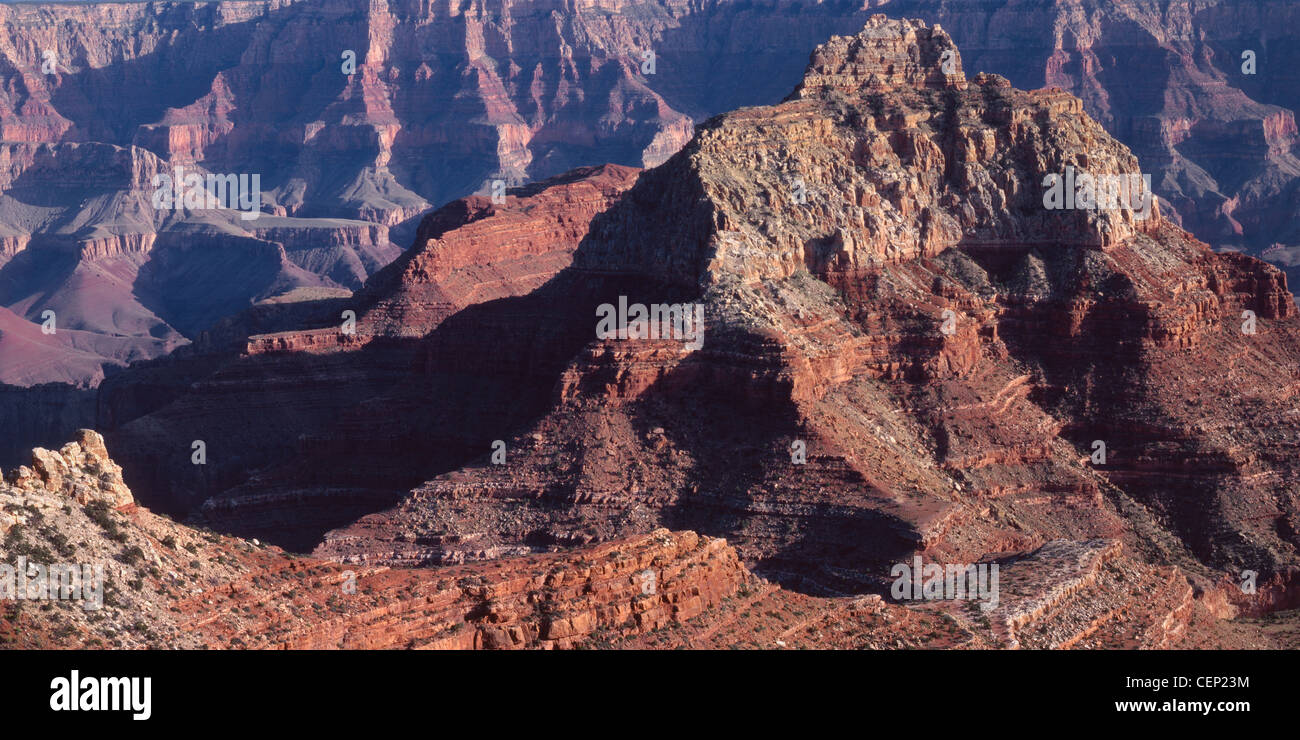 Evening light on Vishnu Temple, from Cape Royal, North Rim, Grand ...