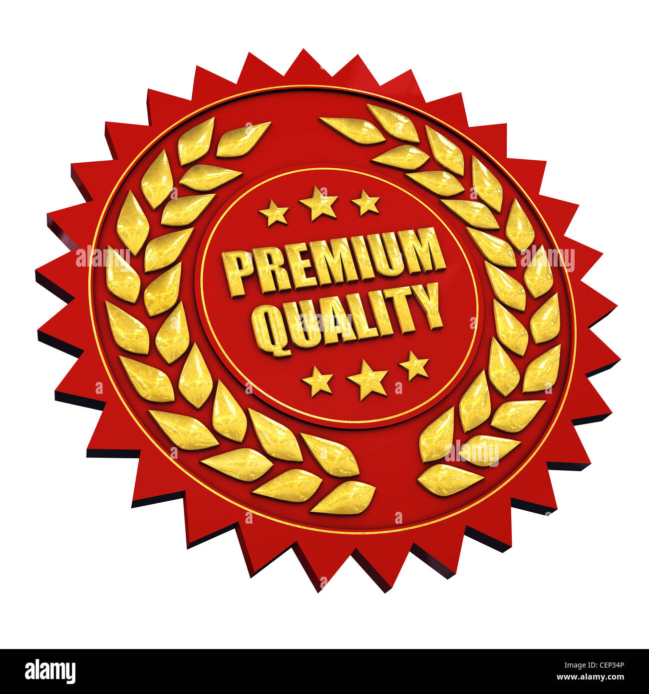 Premium quality , red and gold label , isolated on white Stock Photo ...