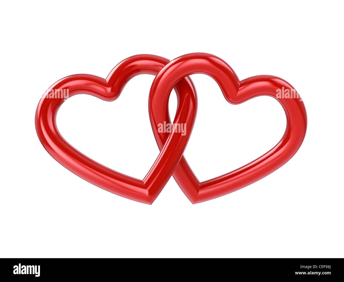Couple of intersecting red hearts , isolated on white Stock Photo - Alamy