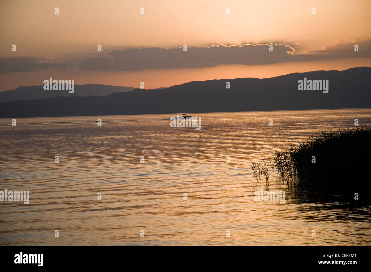 Sunset of the Ohrid Lake Stock Photo - Alamy
