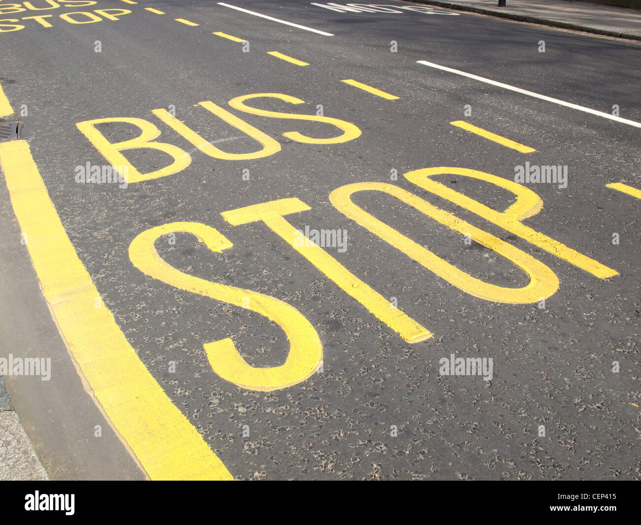 Bus stop sign painted on hi-res stock photography and images - Alamy