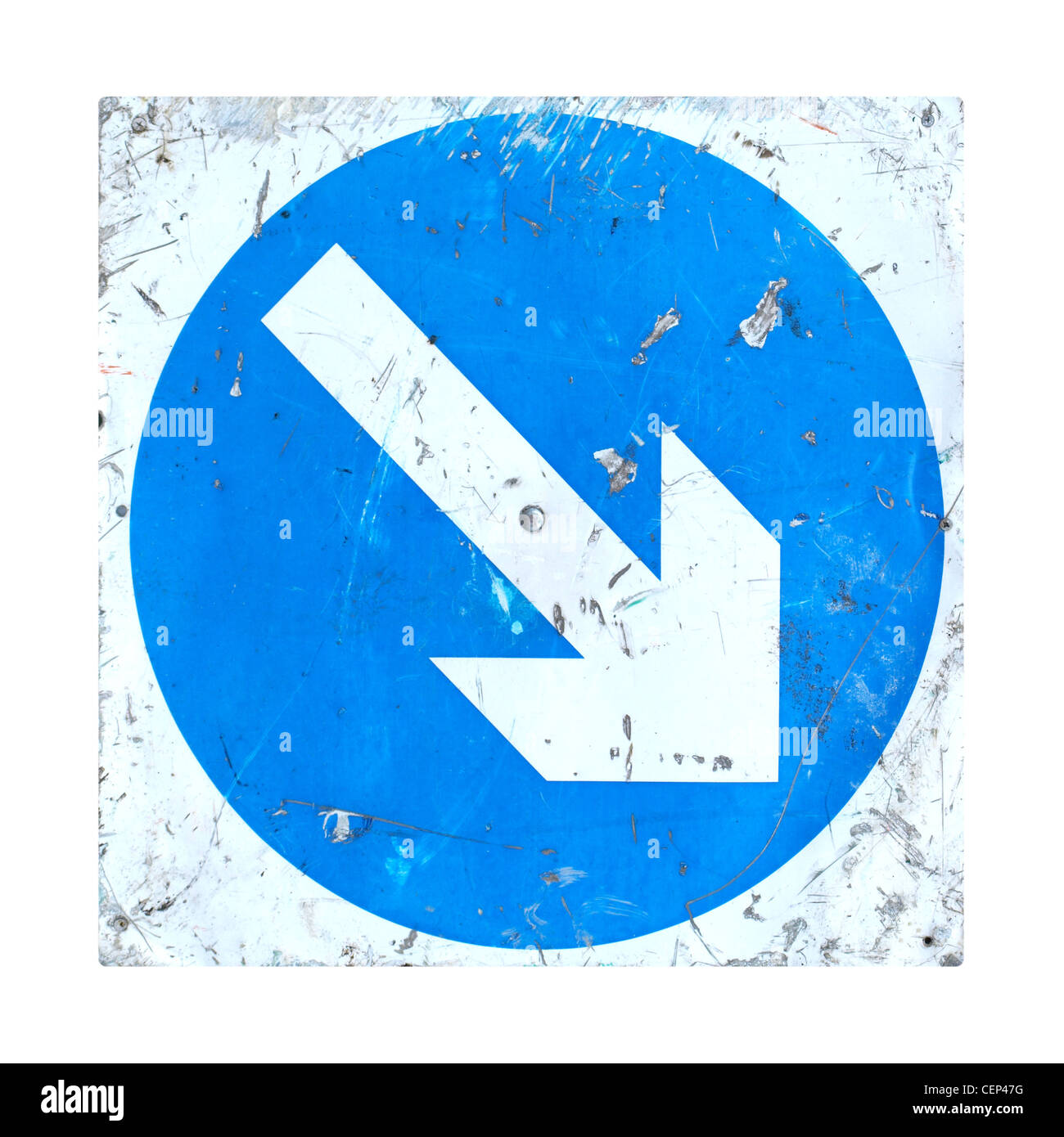 Direction sign with white arrow over blue background Stock Photo - Alamy