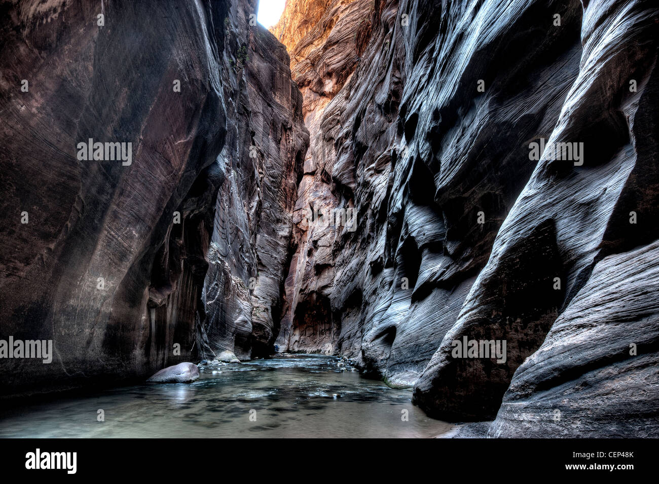 Virgin River Walk, Zion National Park, Utah, southwest USA Stock Photo ...