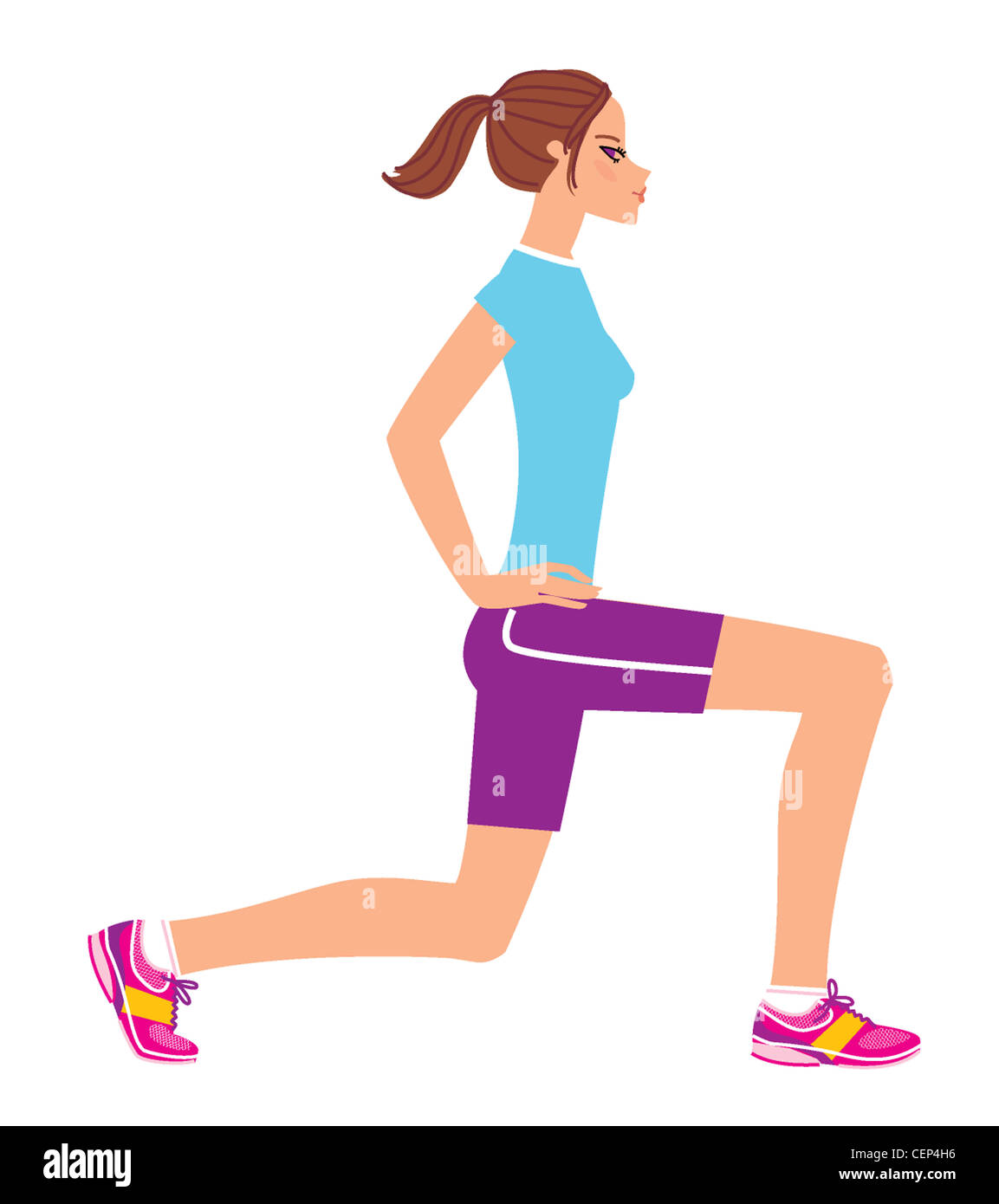 Lunges Female doing lunges bending one leg down and one leg forwards ...