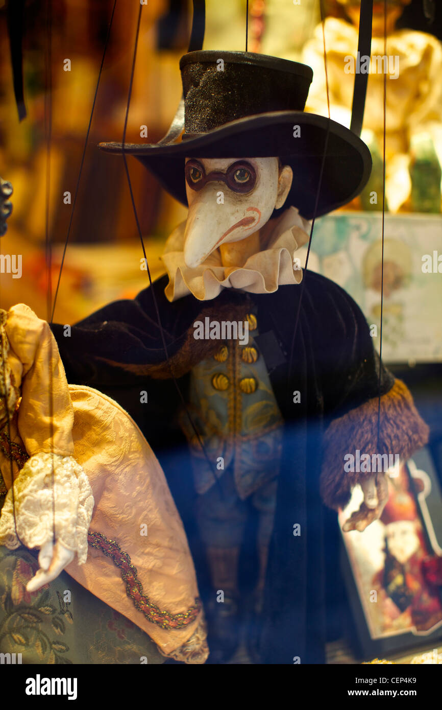Venetian puppet in a shop window display in Venice, Italy Stock Photo ...