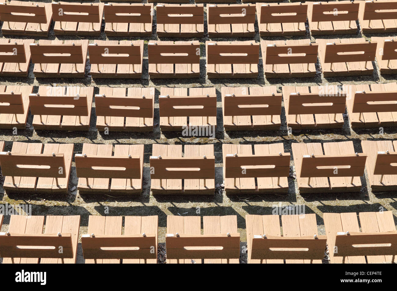 Lots of chairs, wooden empty chairs Stock Photo - Alamy
