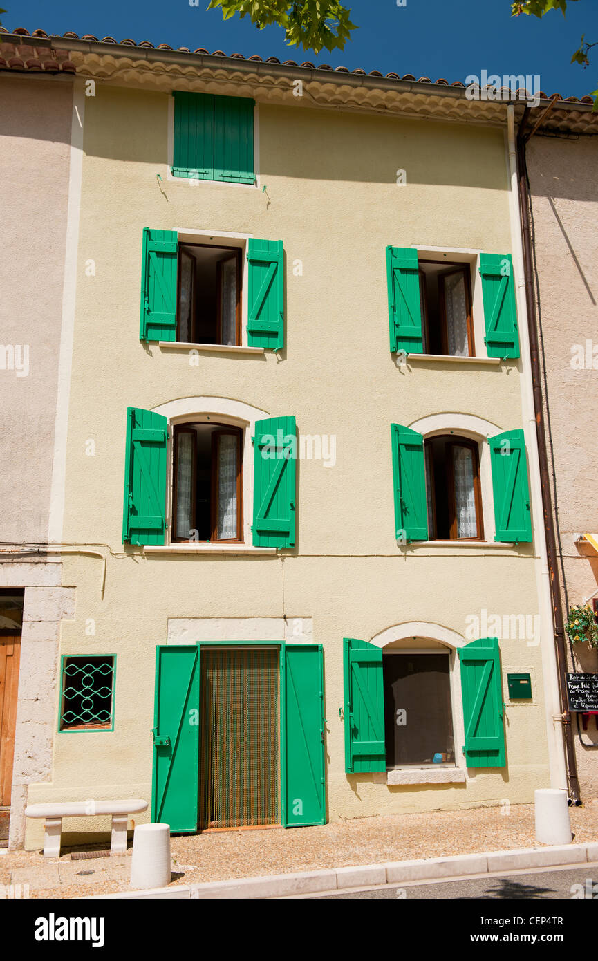 Typical French house in the Provence with green shutters Stock Photo ...