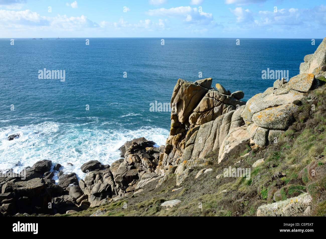 rock formation at Aire Point on the Coast Path near Sennen Cove ...