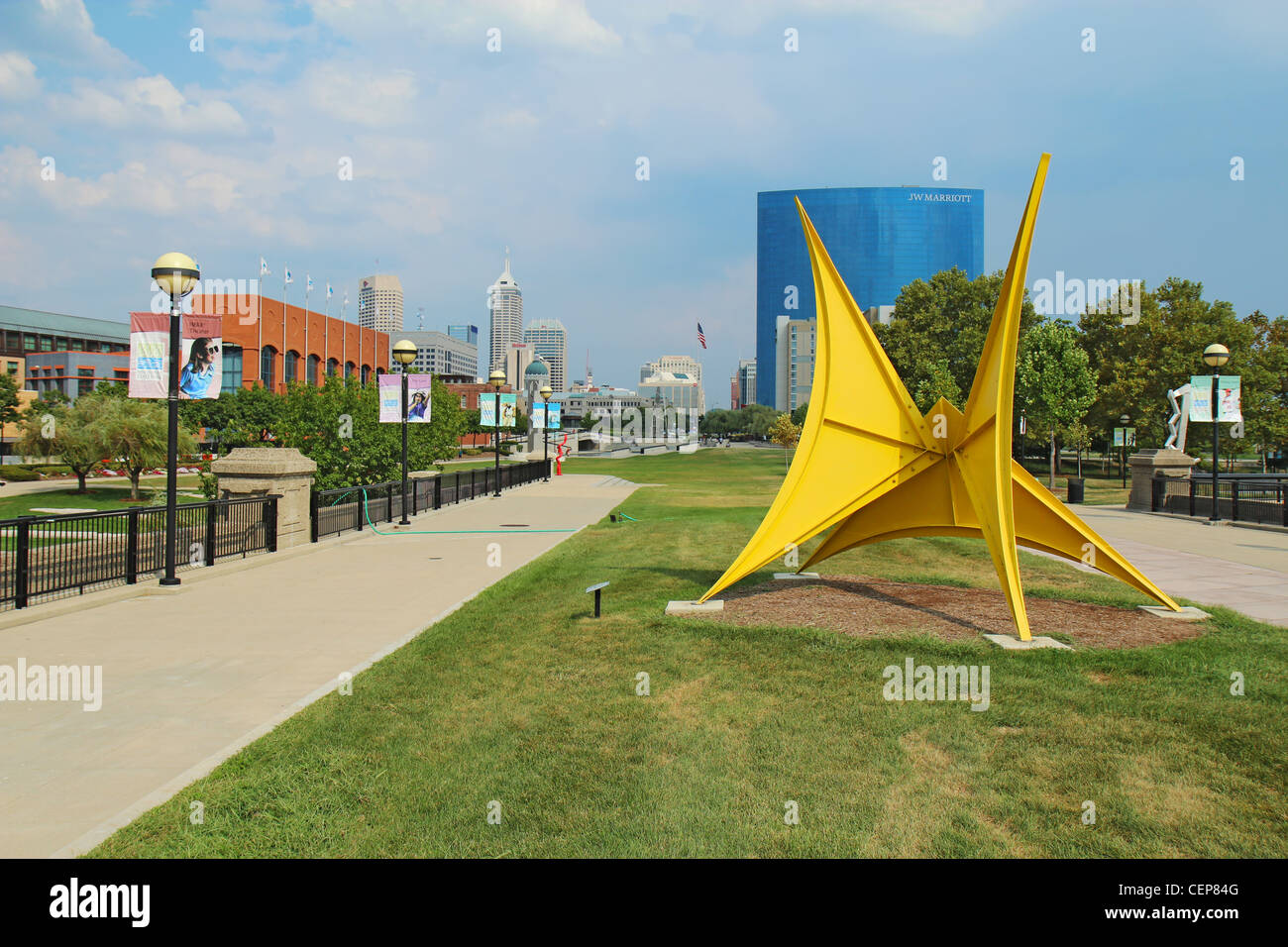 Sculpture and skyline of downtown Indianapolis, Indiana Stock Photo - Alamy