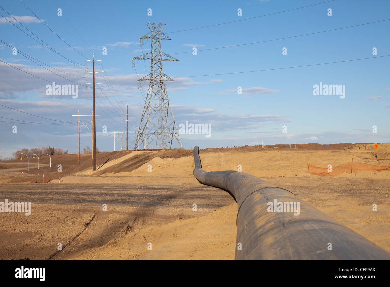 power transmission and sewer pipe along roadway development; edmonton ...