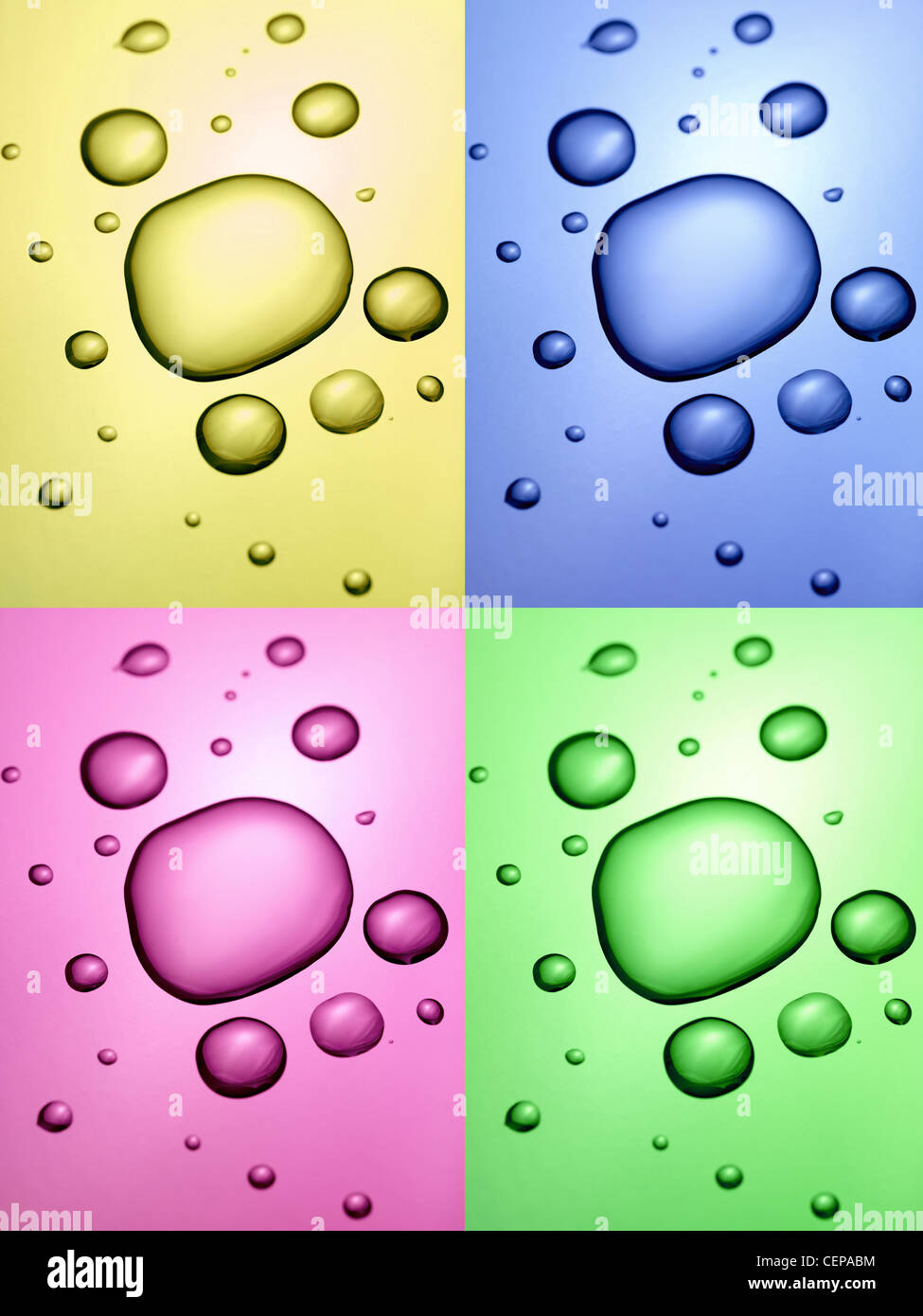 Water droplets in different colors together Stock Photo - Alamy