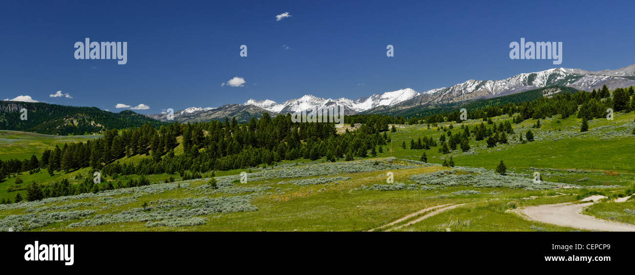 Lower Cottonwood Rd. Wilsall, Montana...Crazy Mountains Stock Photo - Alamy