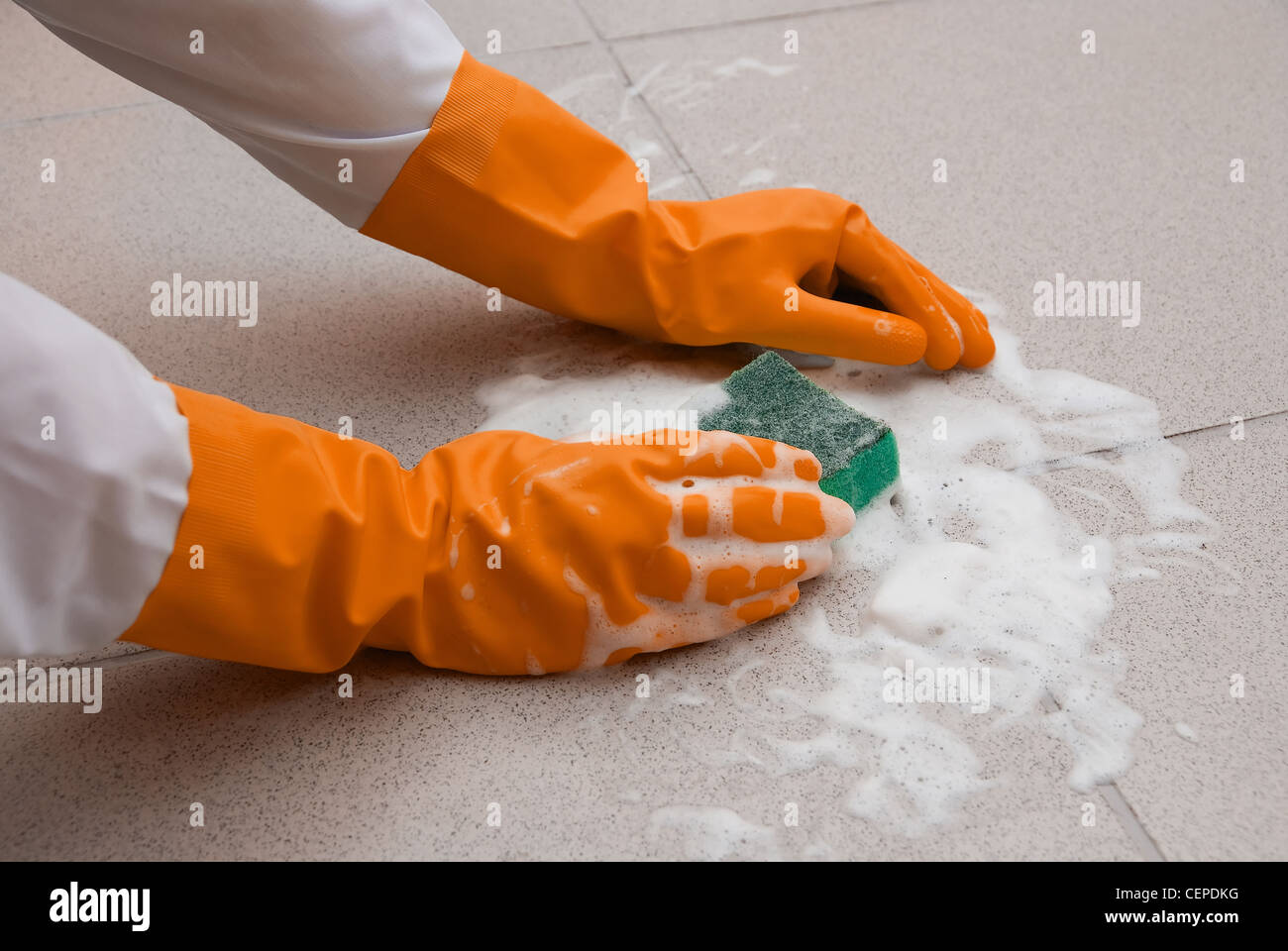 hand washing floor by cleaning sponge with foam Stock Photo - Alamy