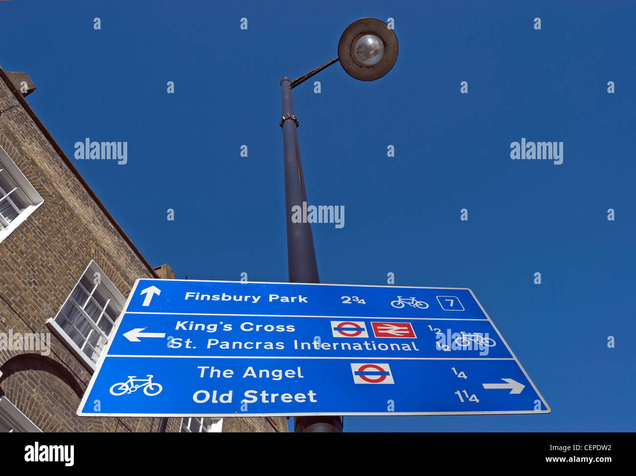 cycle route sign in islington, london, england Stock Photo - Alamy