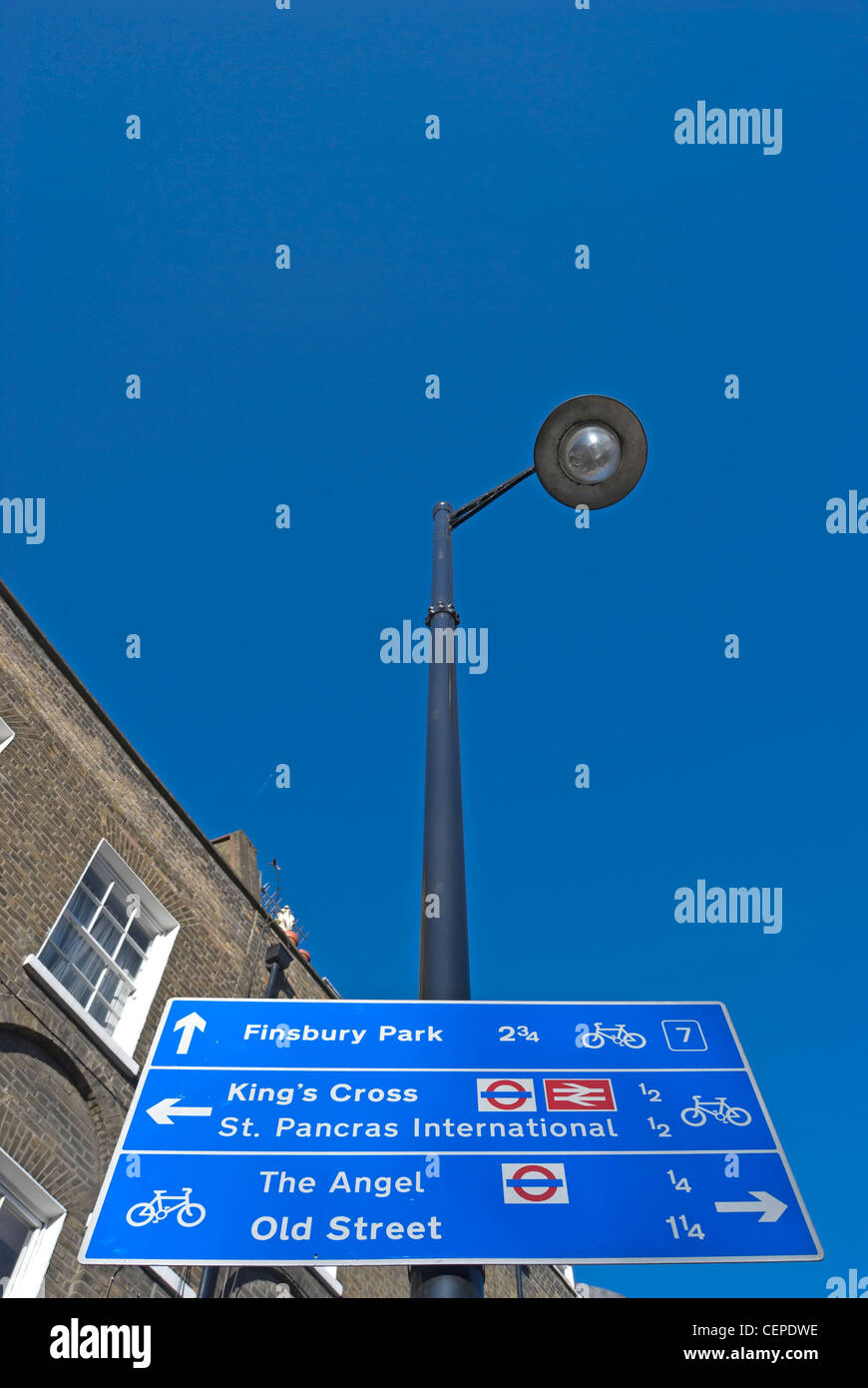 cycle route sign in islington, london, england Stock Photo - Alamy
