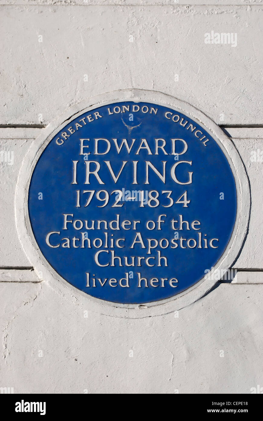 blue plaque marking a home of edward irving, founder of the catholic ...