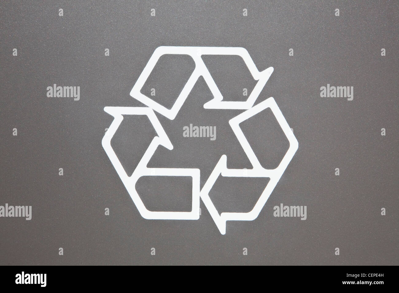 Recycle Symbol on grey background, environmental close-up Stock Photo ...