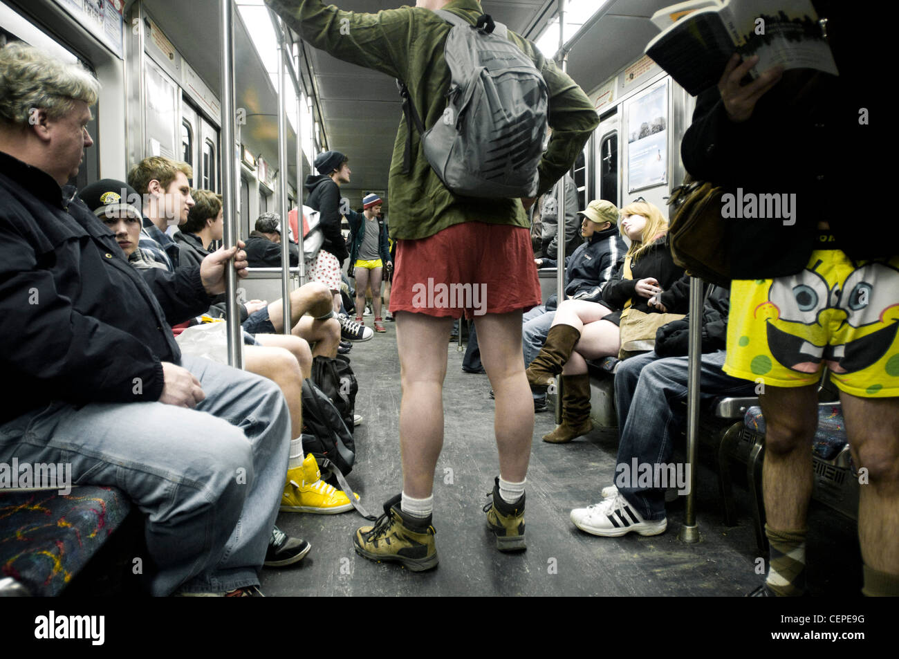 Boston No Pants Subway Ride Stock Photo - Alamy