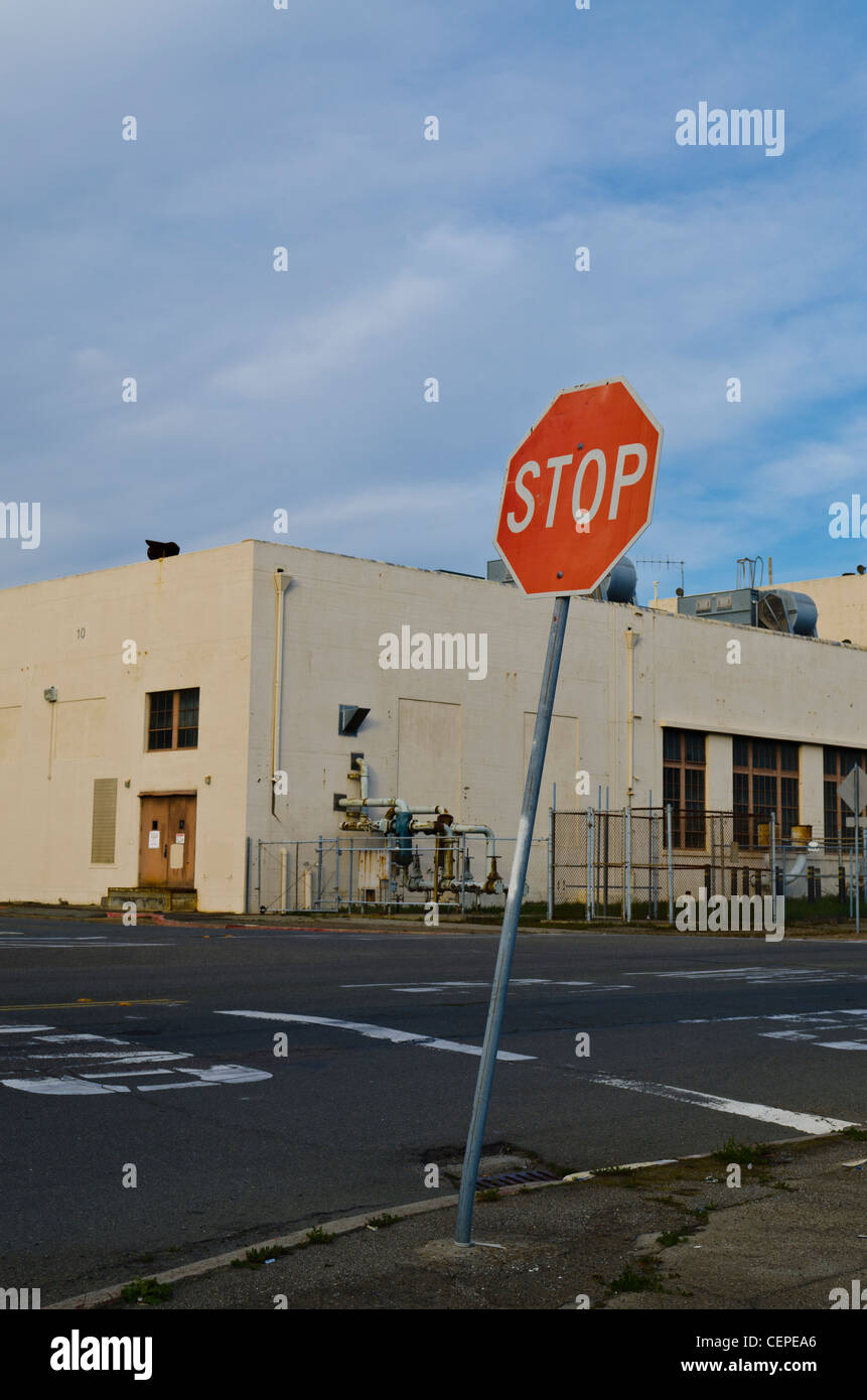 Bent red stop sign Stock Photo - Alamy Bent red stop sign Stock Photo - Alamy