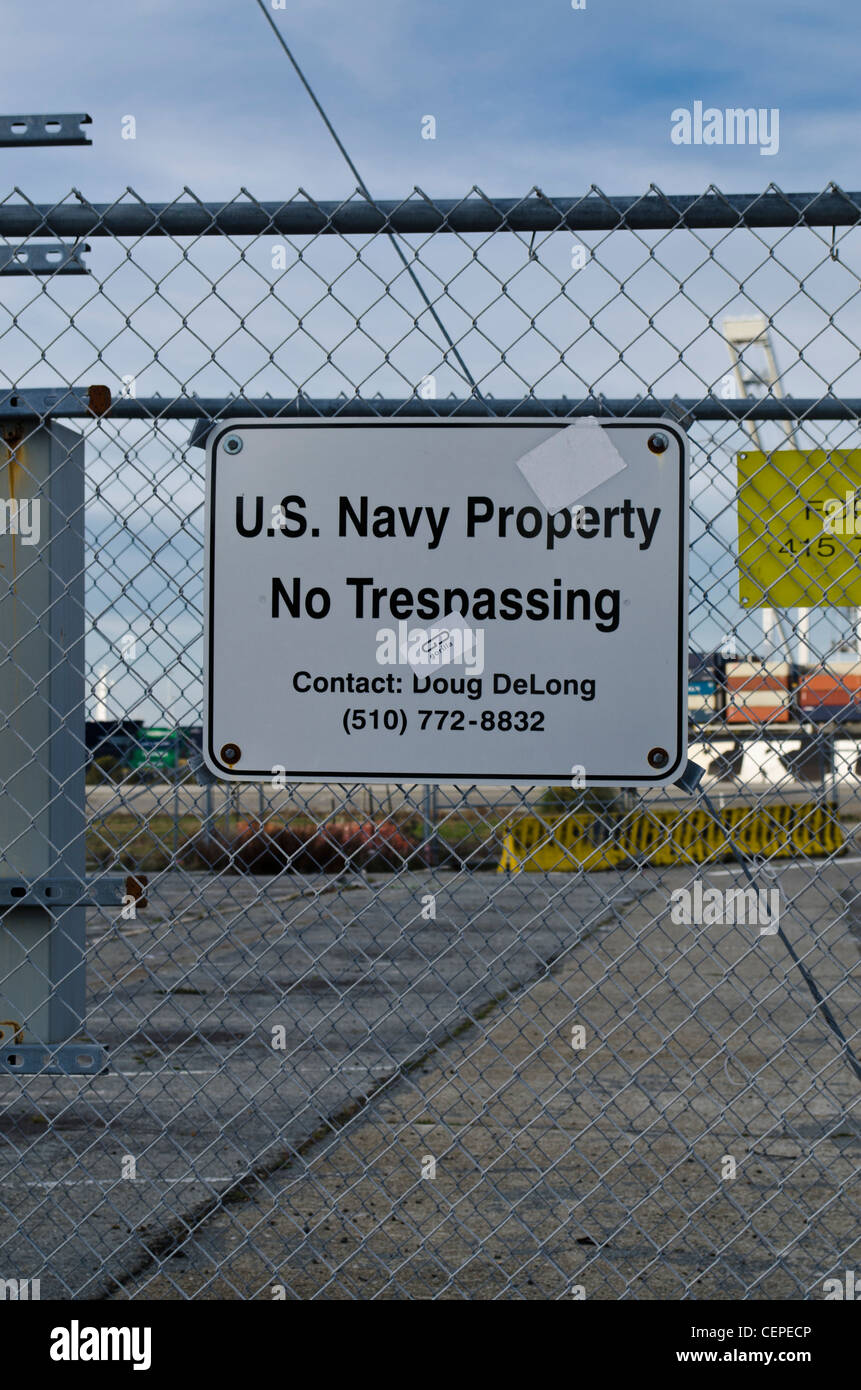 U.S. Navy Property No Trespassing sign Alameda, California Stock Photo ...
