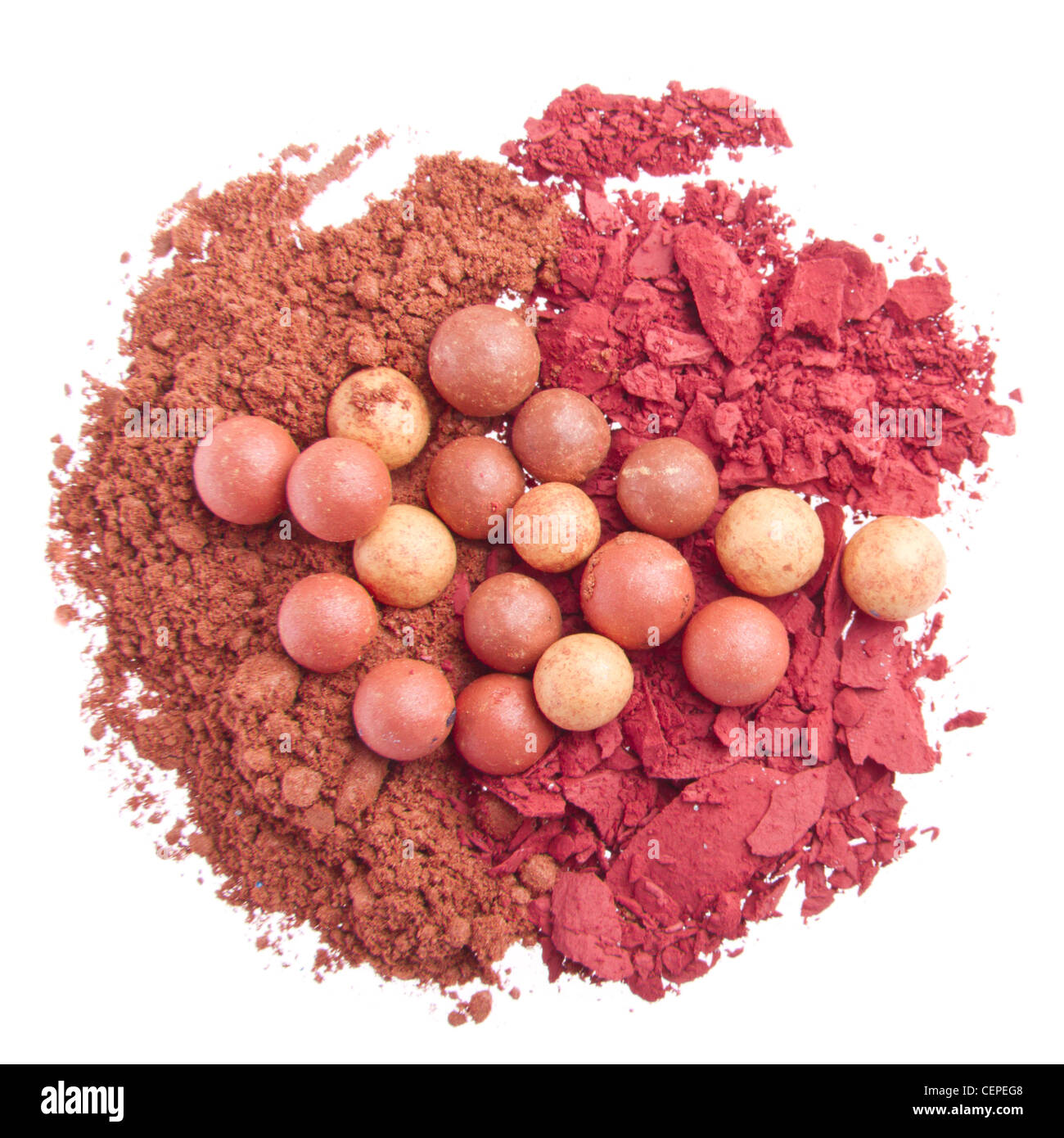 bronzing pearls and crushed eyeshadows isolated on white background ...