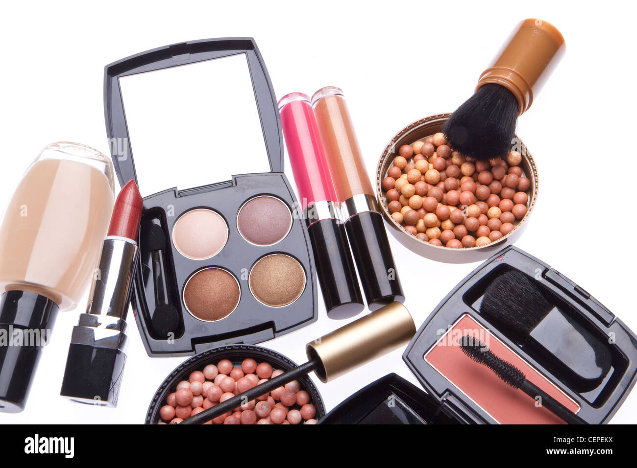 makeup collection isolated on white background Stock Photo - Alamy