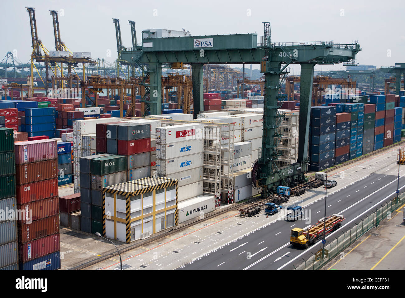 Shipping containers are stacked at the Port of Singapore Stock Photo ...