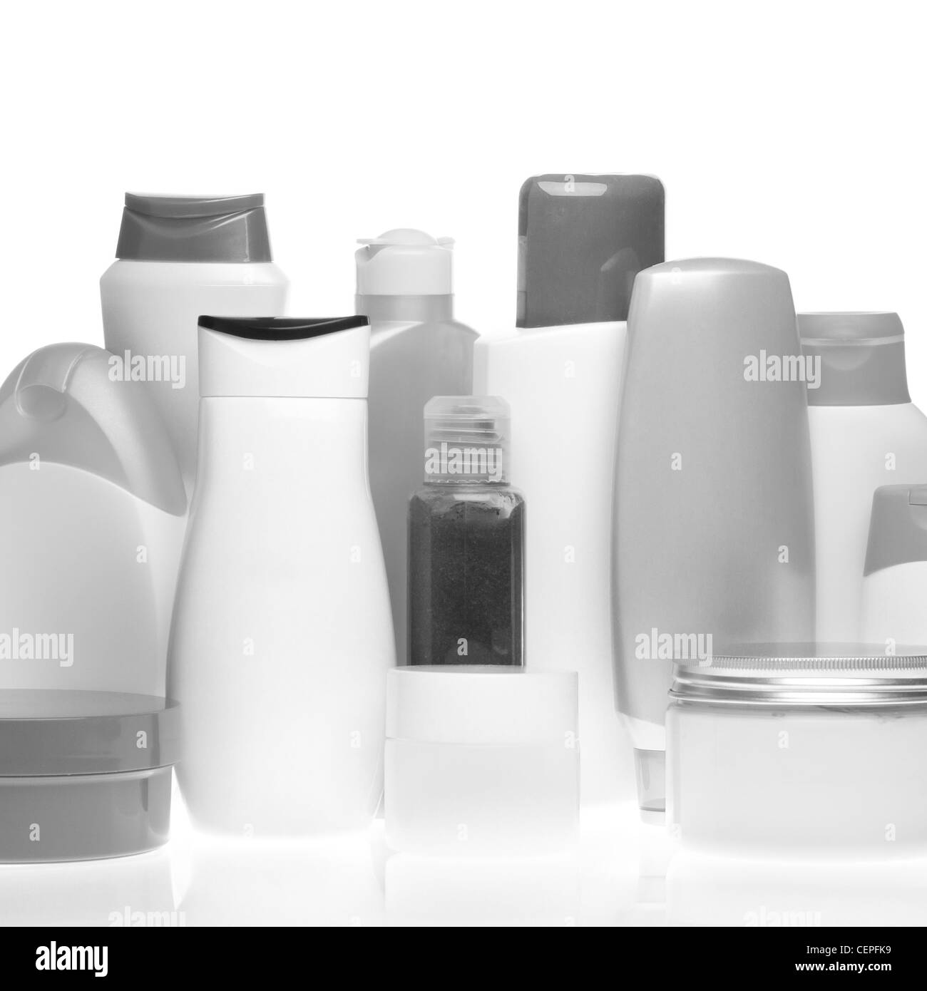 set of cosmetic bottles isolated on white background Stock Photo - Alamy