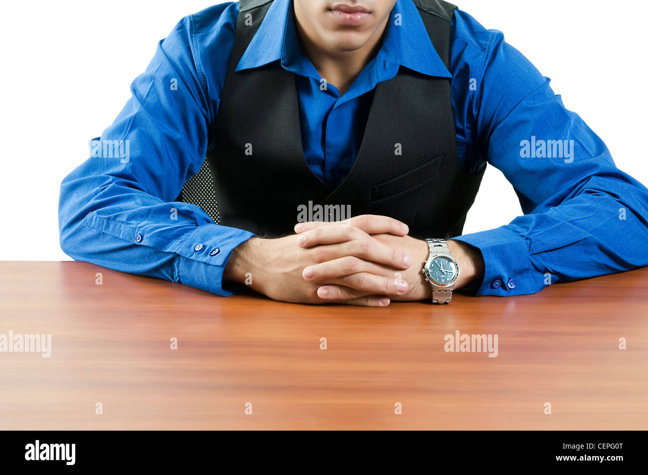 man sitting at his desk Stock Photo - Alamy