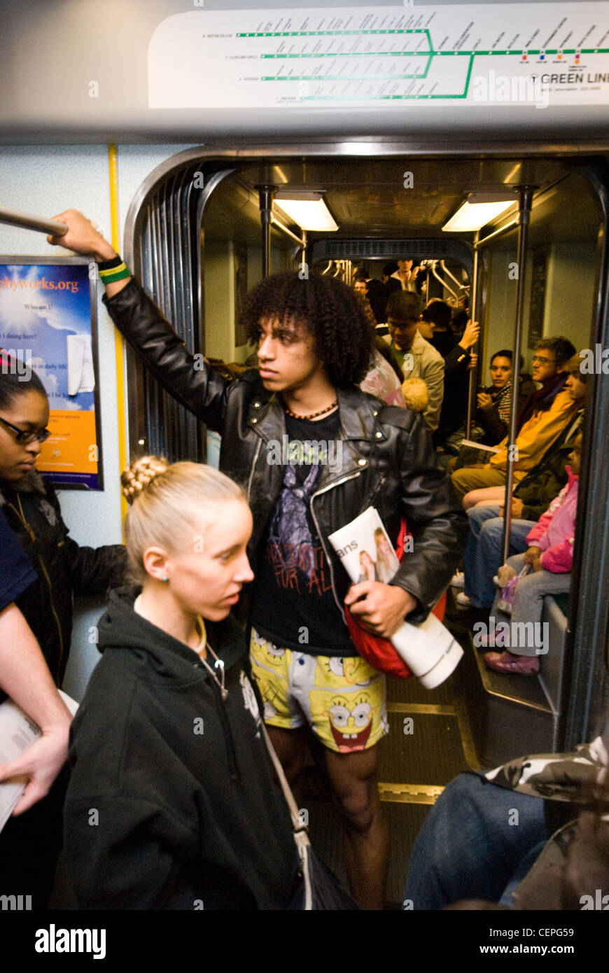 Boston No Pants Subway Ride Stock Photo - Alamy