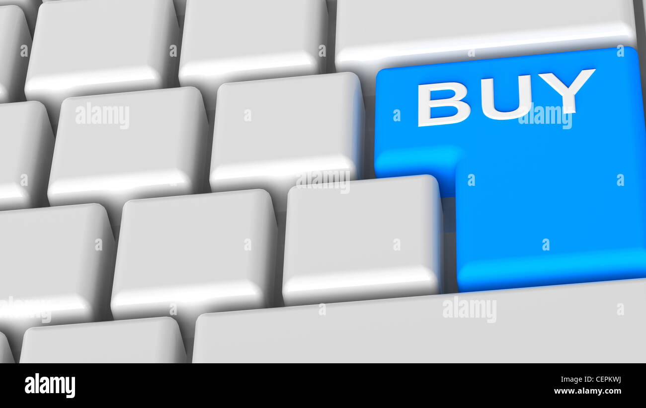 Buy now - blue key computer keyboard Stock Photo - Alamy