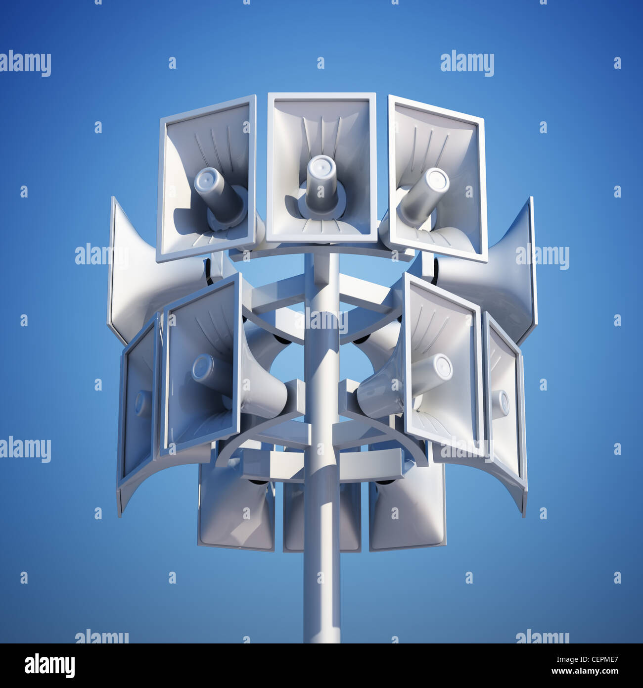 Set of large loudspeakers with sky in the background Stock Photo - Alamy