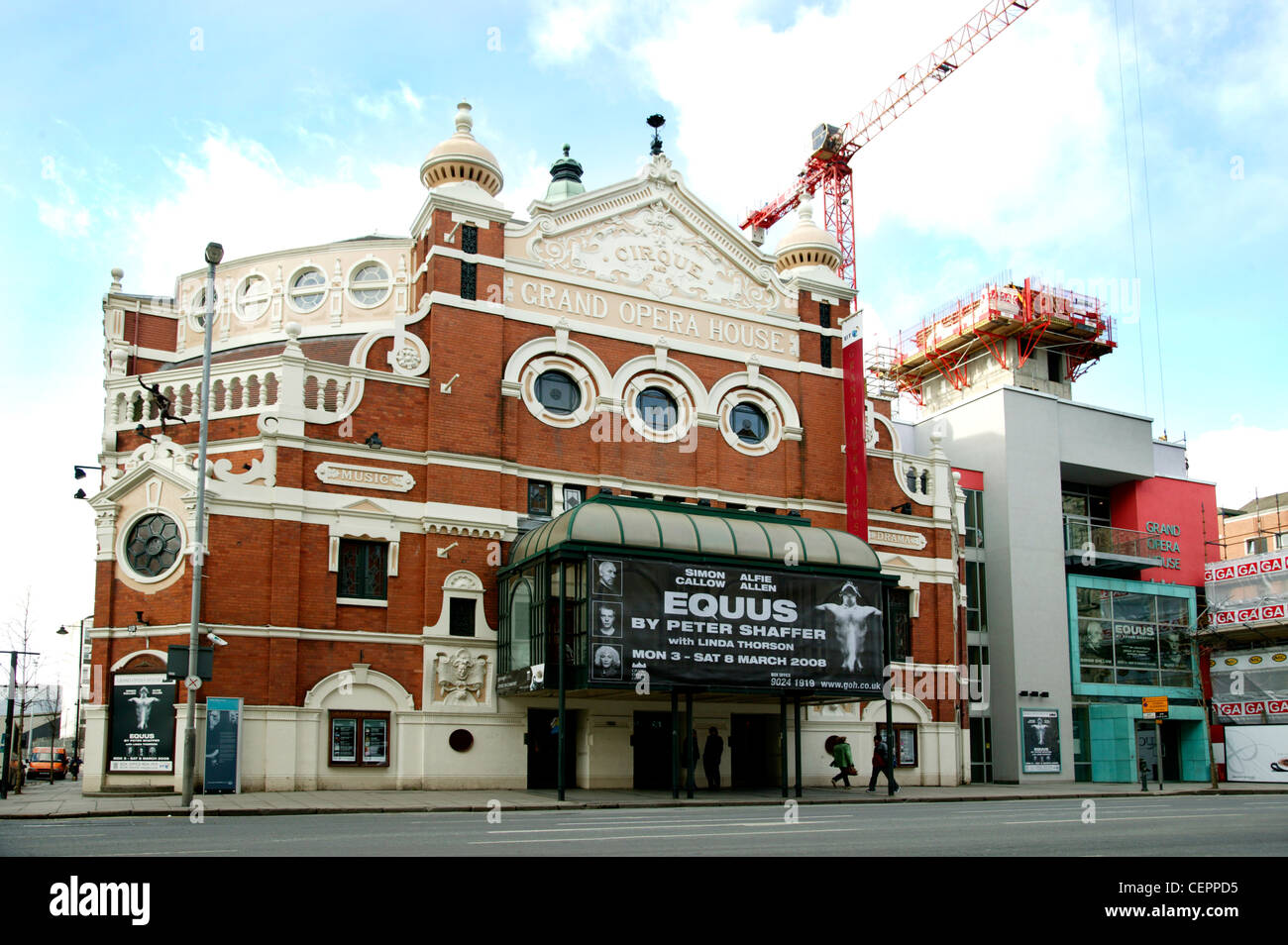 An exterior view of the front of the Grand Opera House in Belfast Stock ...