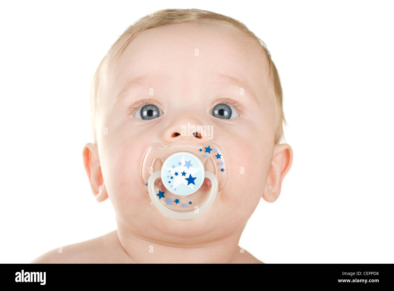 baby boy with pacifier isolated on a white background Stock Photo - Alamy