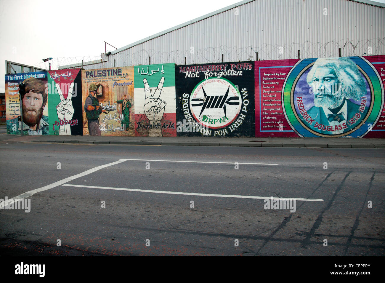 Various commissioned political murals on Derby terrace Stock Photo - Alamy